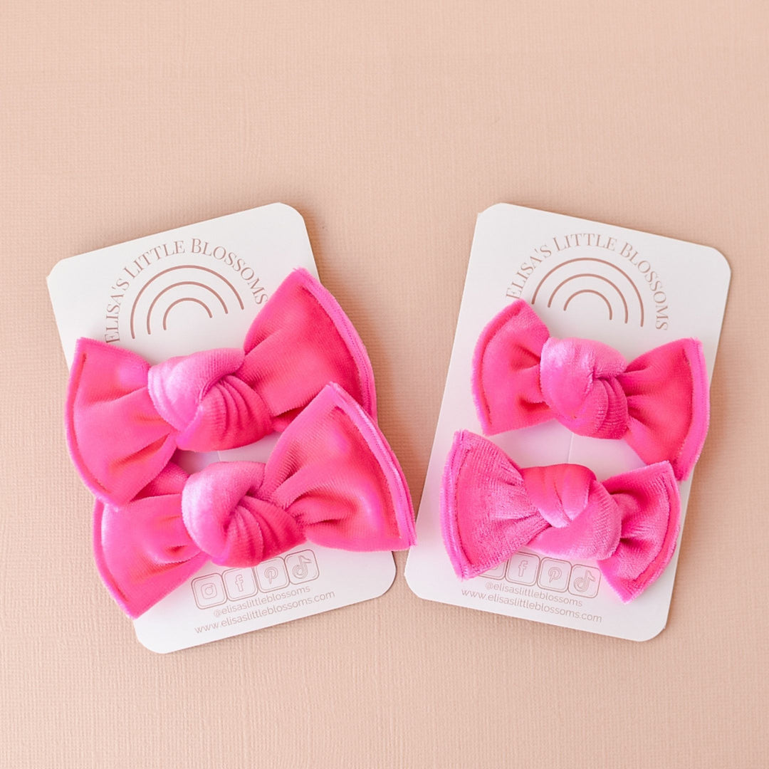 Knot Pigtail Set // Hot Pink Velvet – Elisa's Little Blossoms